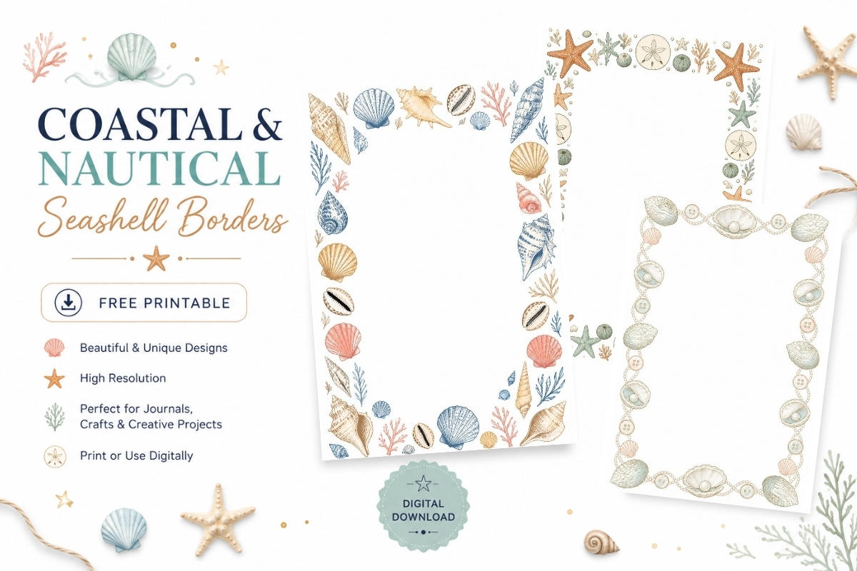 12+ Coastal And Nautical Seashell Borders (Free PDF Printable)