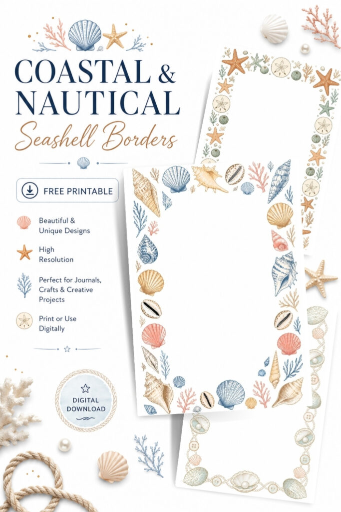 12+ Coastal And Nautical Seashell Borders (Free PDF Printable)