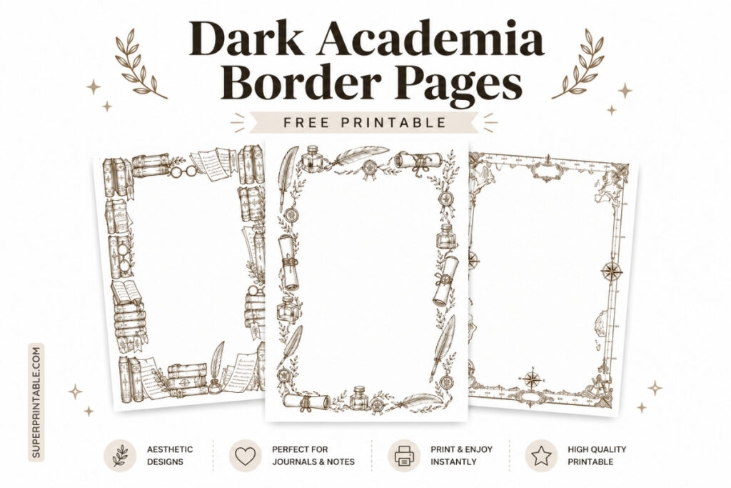 12+ Dark Academia Border Pages (Free PDF Printable)