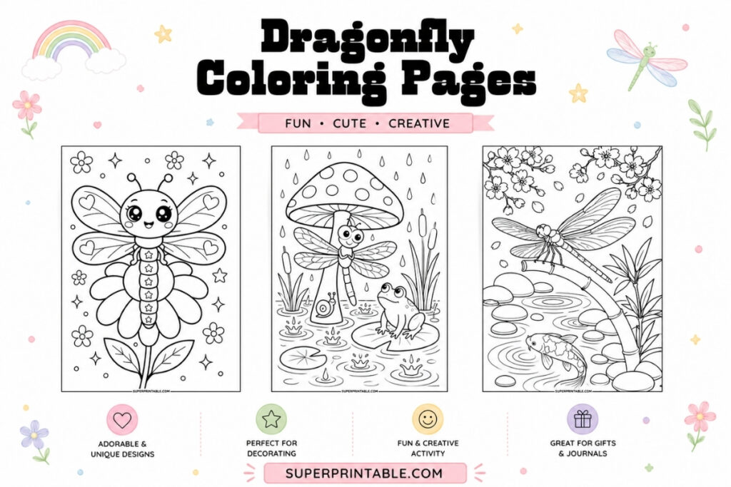 12+ Dragonfly Coloring Pages (Free PDF Printables)