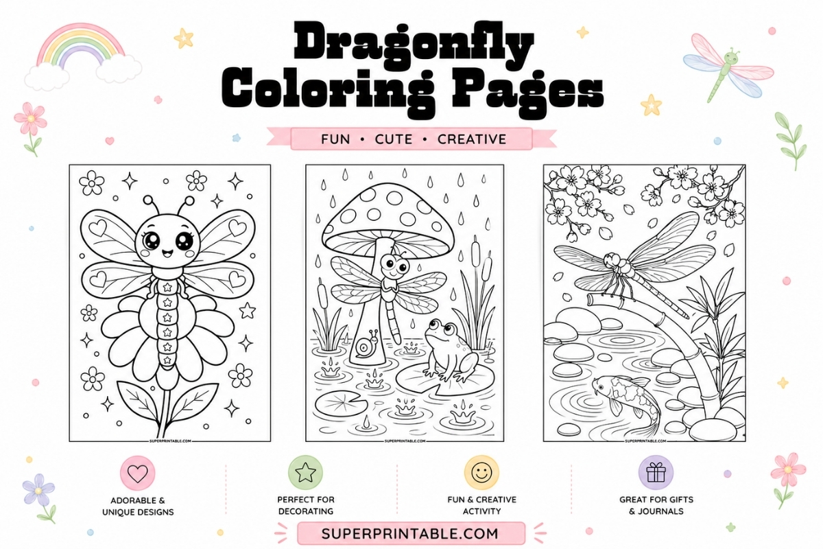 12+ Dragonfly Coloring Pages (Free PDF Printables)