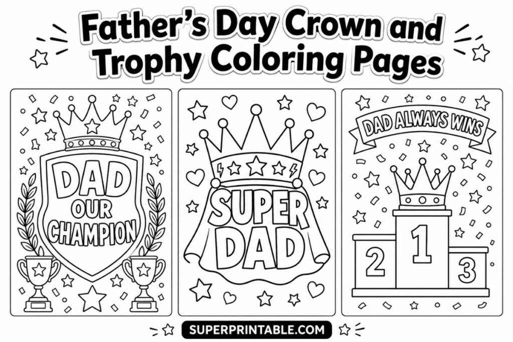 12+ Father's Day Crown and Trophy Coloring Pages (Free PDF)