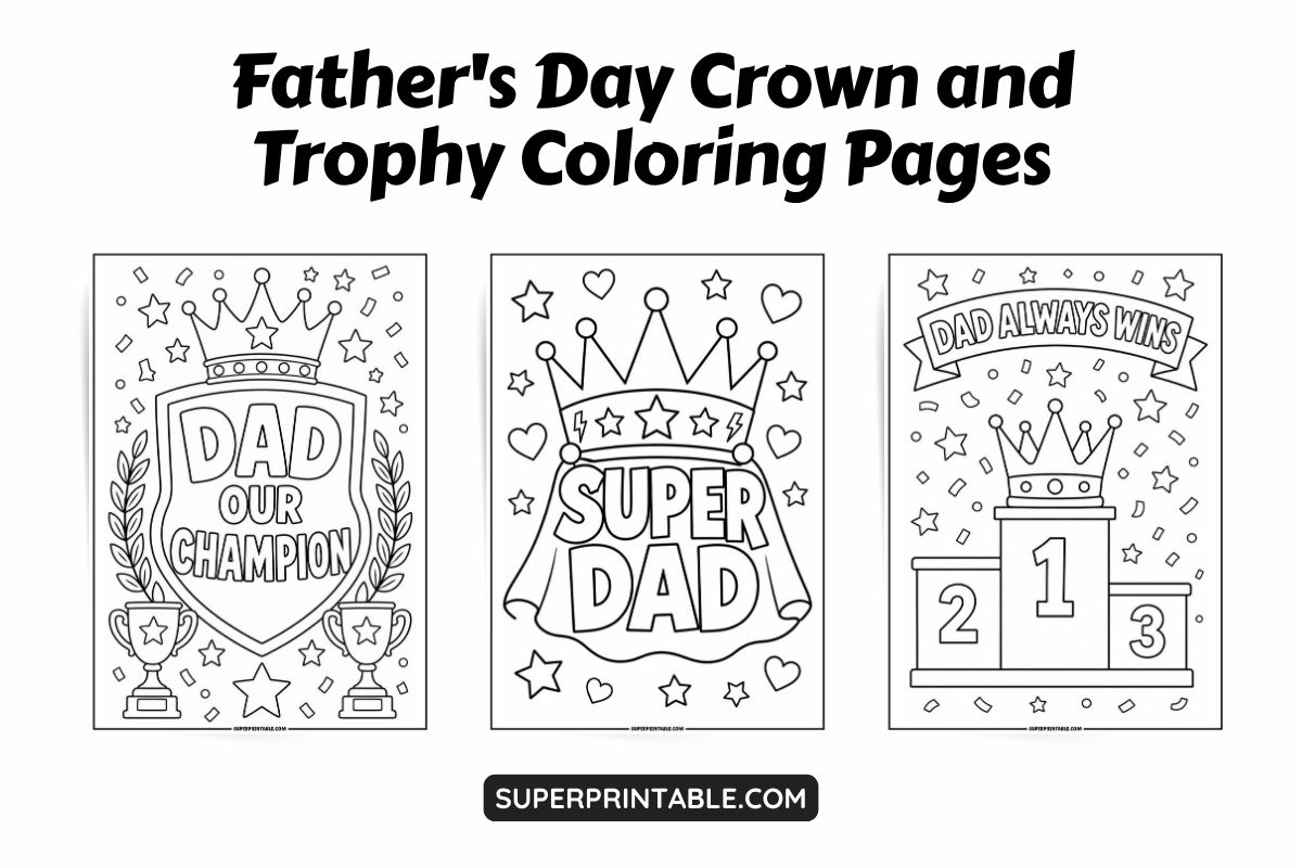 12+ Father's Day Crown and Trophy Coloring Pages (Free PDF)