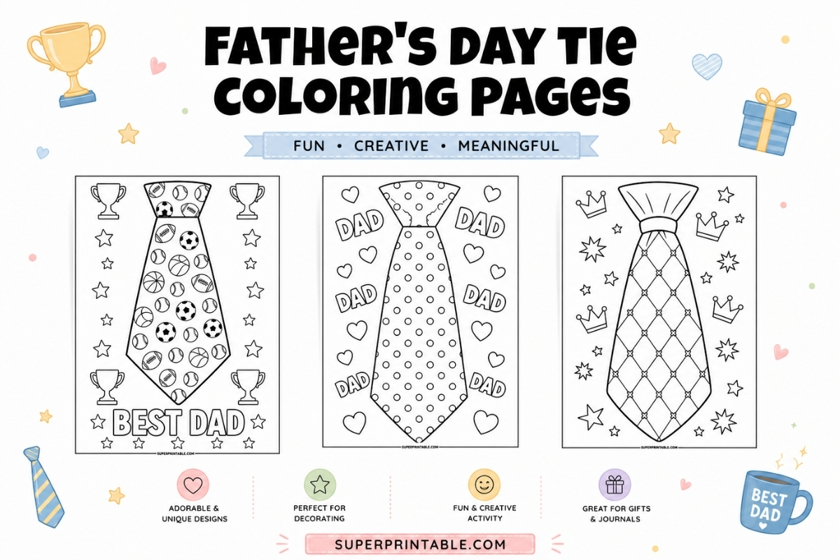 12+ Father's Day Tie Coloring Pages (Free PDF Printables)