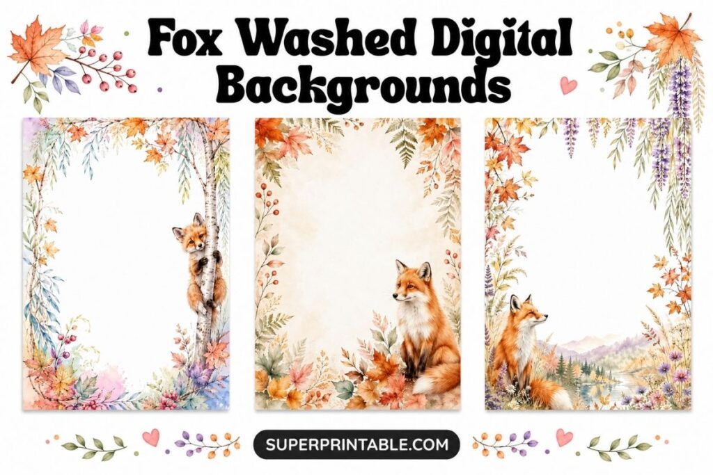12+ Fox Washed Digital Backgrounds (Free PDF Printables)
