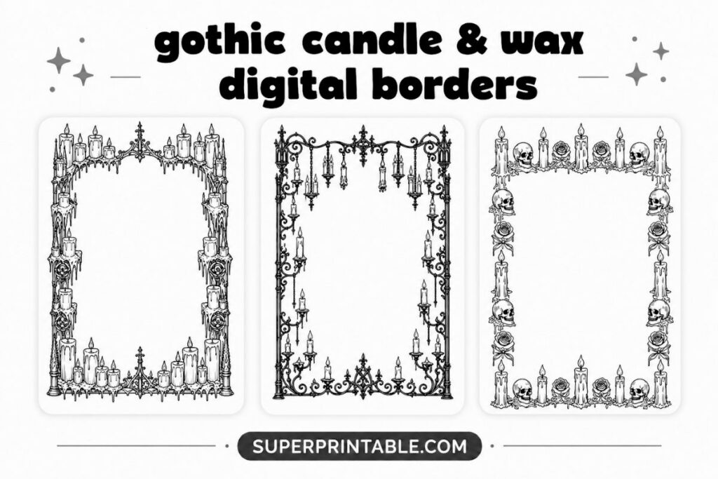 12+ Gothic Candle & Wax Digital Borders (Free PDF Printable)