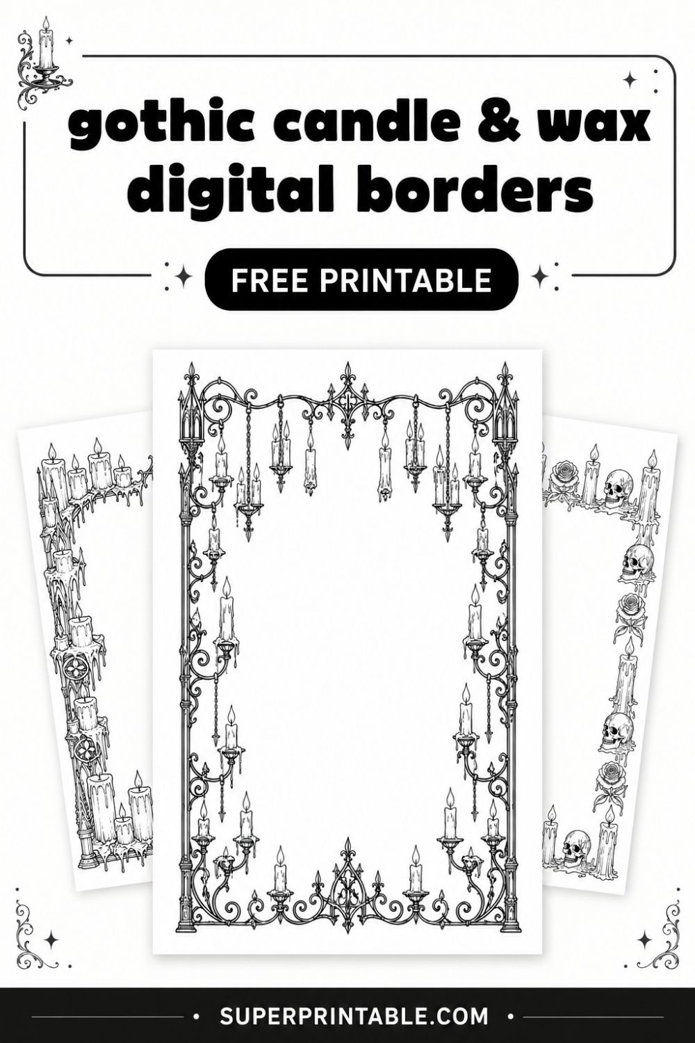 12+ Gothic Candle & Wax Digital Borders (Free PDF Printable)
