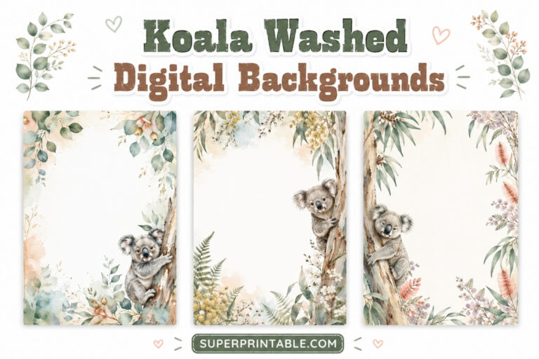 12+ Koala Washed Digital Backgrounds (Free PDF Printables)