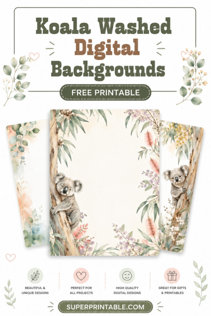 12+ Koala Washed Digital Backgrounds (Free PDF Printables)