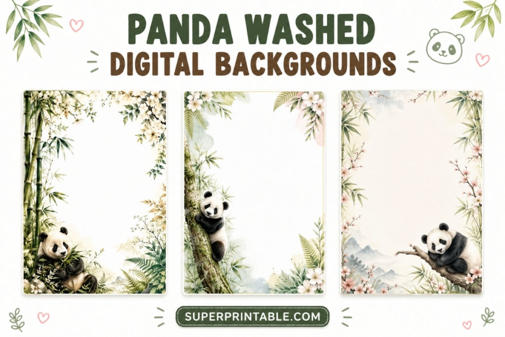 12+ Panda Washed Digital Backgrounds (Free PDF Printables)