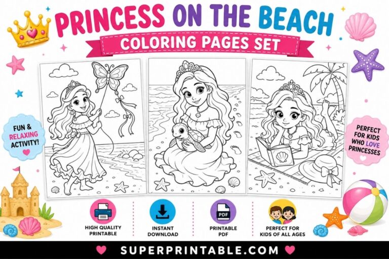12+ Princess On The Beach Coloring Pages (Free PDF Printables)