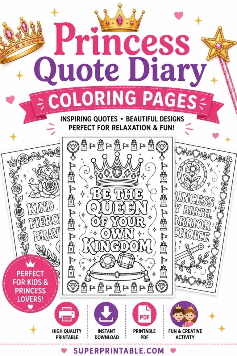 12+ Princess Quote Diary Coloring Pages (Free PDF Printables)