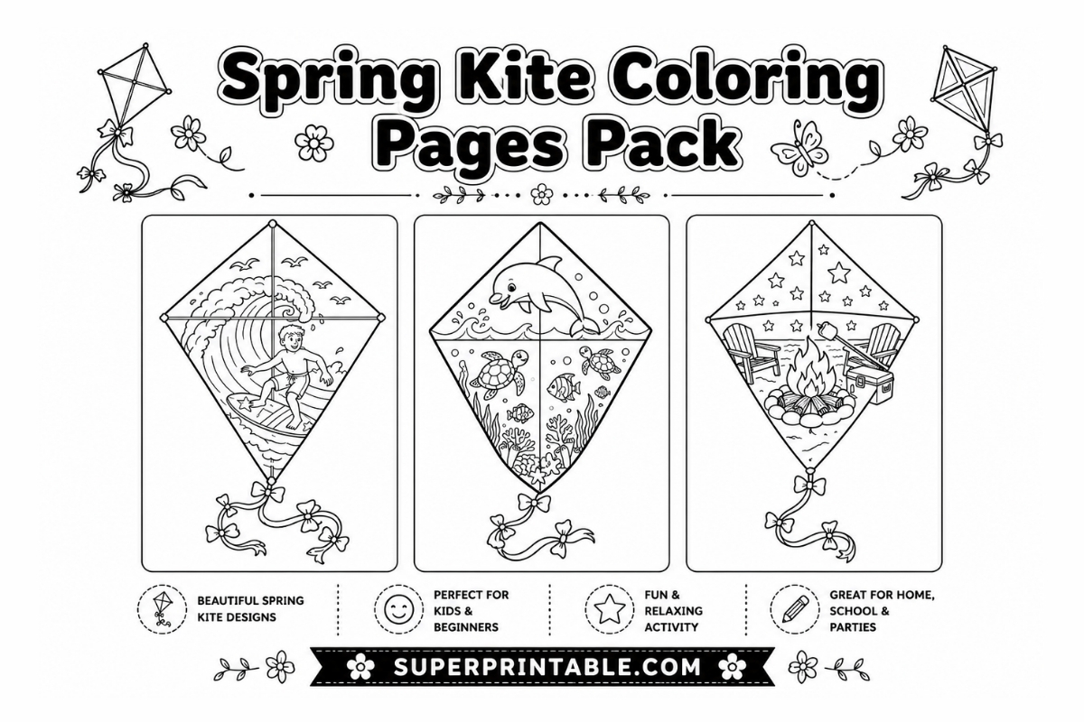 12+ Spring Kite Coloring Pages (Free PDF Printables)
