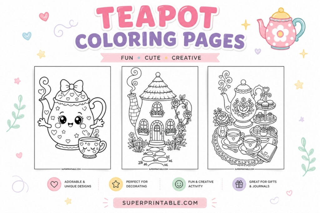 12+ Teapot Coloring Pages (Free PDF Printables)