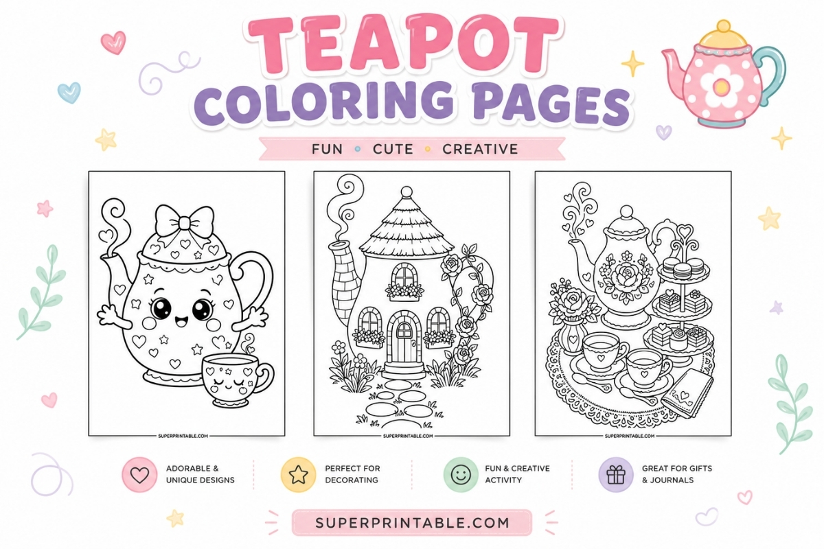 12+ Teapot Coloring Pages (Free PDF Printables)