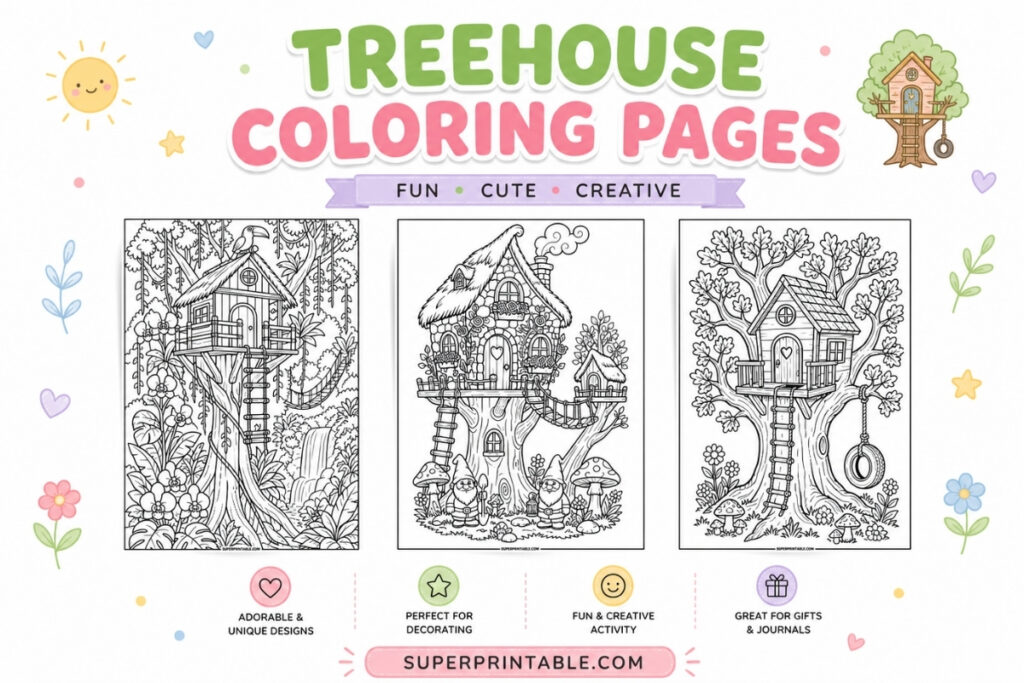12+ Treehouse Coloring Pages (Free PDF Printables)