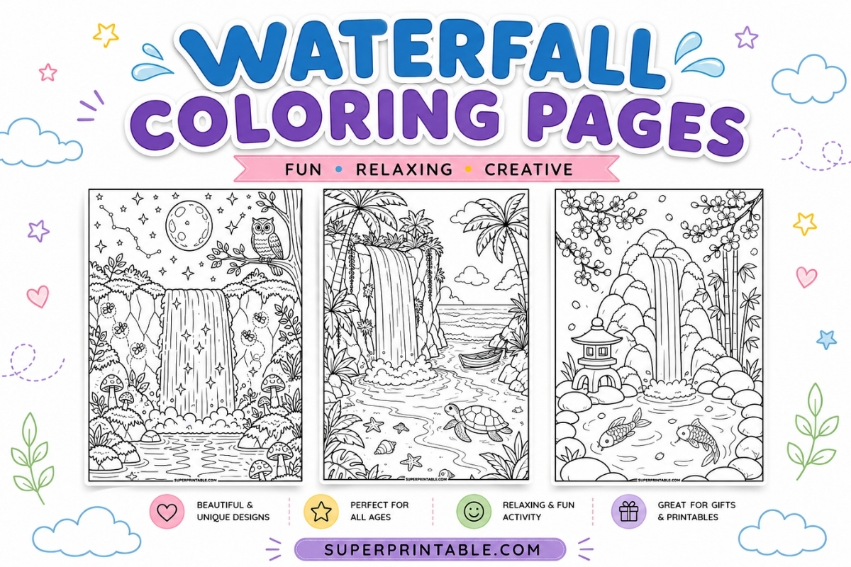 12+ Waterfall Coloring Pages (Free PDF Printables)