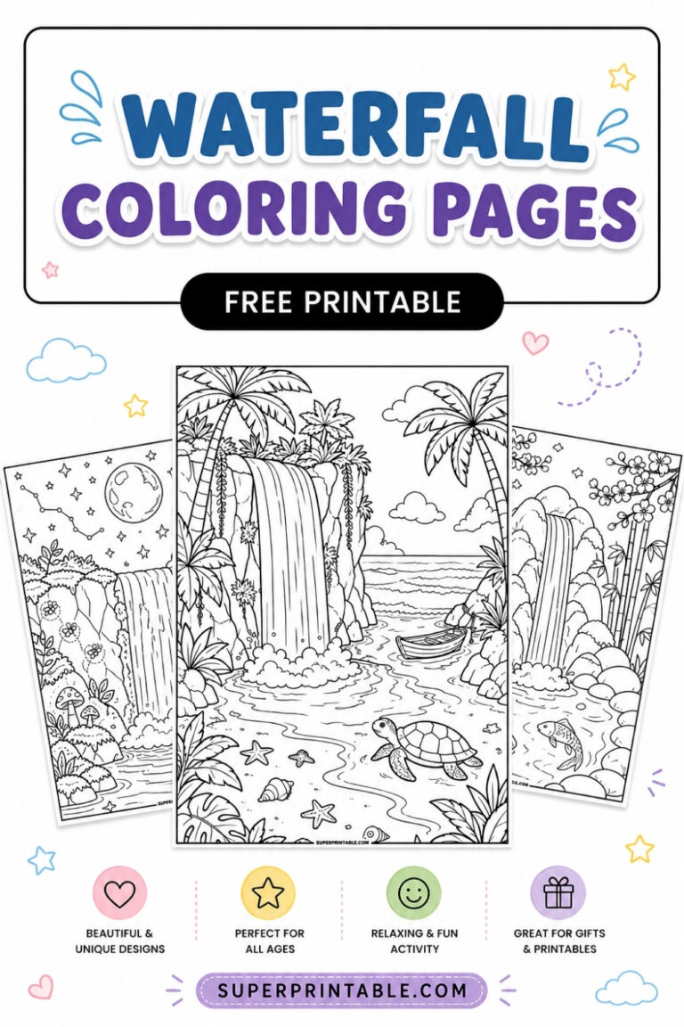 12+ Waterfall Coloring Pages (Free PDF Printables)