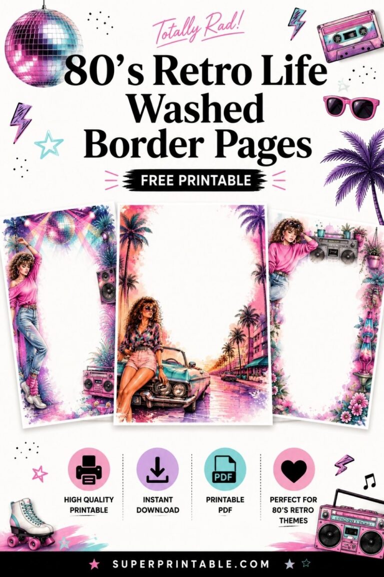 15+ 80's Retro Life Washed Border Pages (Free PDF Printables)
