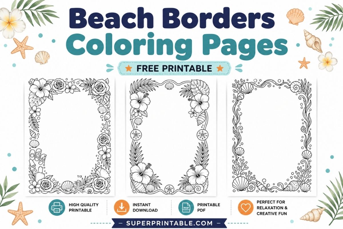 15+ Beach Borders Coloring Pages (Free PDF Printables)