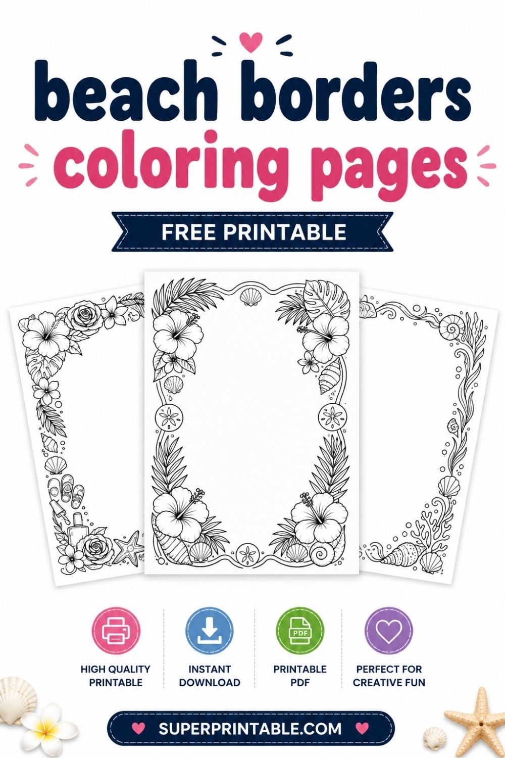 15+ Beach Borders Coloring Pages (Free PDF Printables)