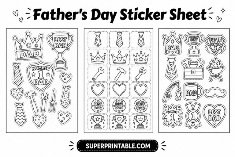 150+ Father's Day Sticker Sheet (Free PDF Printable)