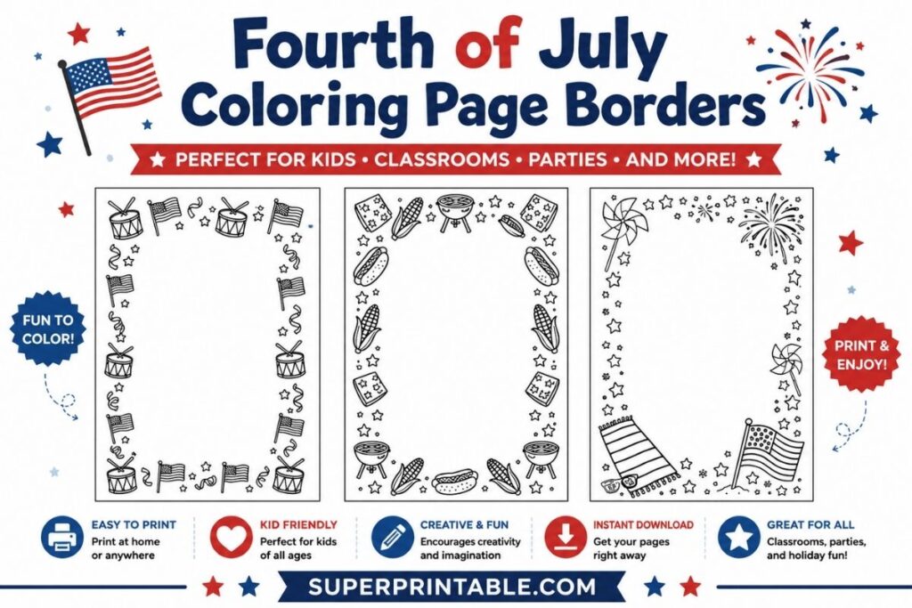 16+ Fourth of July Coloring Page Borders (Free PDF Printable)
