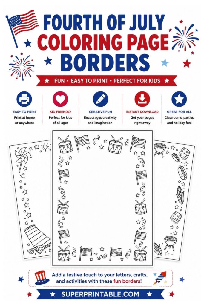16+ Fourth of July Coloring Page Borders (Free PDF Printable)