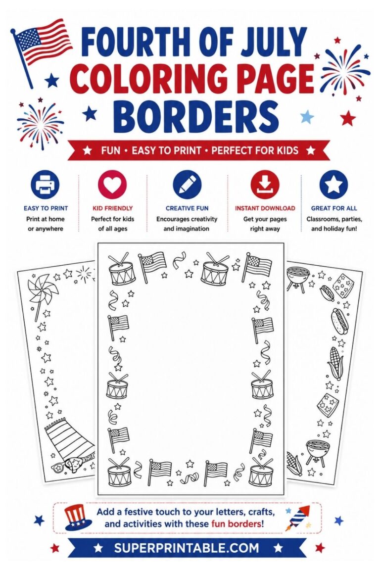 16+ Fourth of July Coloring Page Borders (Free PDF Printable)