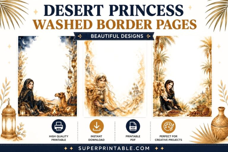 18+ Desert Princess Washed Border Pages (Free PDF Printables)