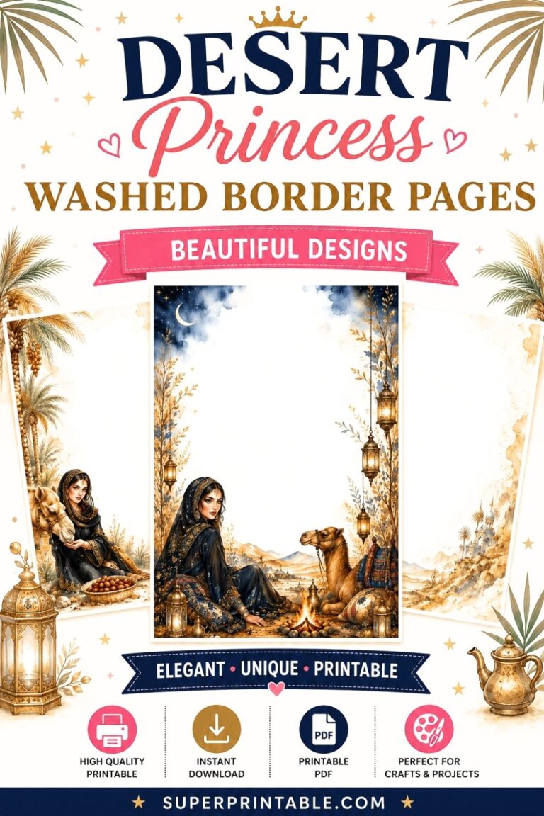 18+ Desert Princess Washed Border Pages (Free PDF Printables)