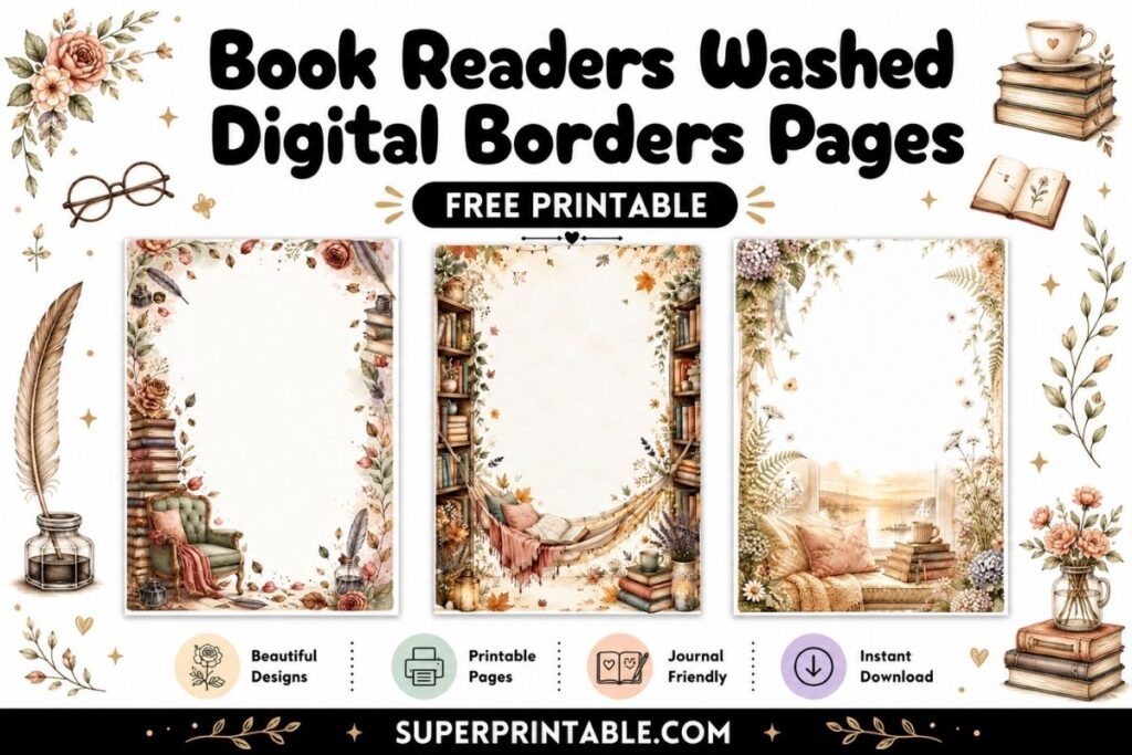 20+ Book Readers Washed Digital Borders Pages (Free PDF)