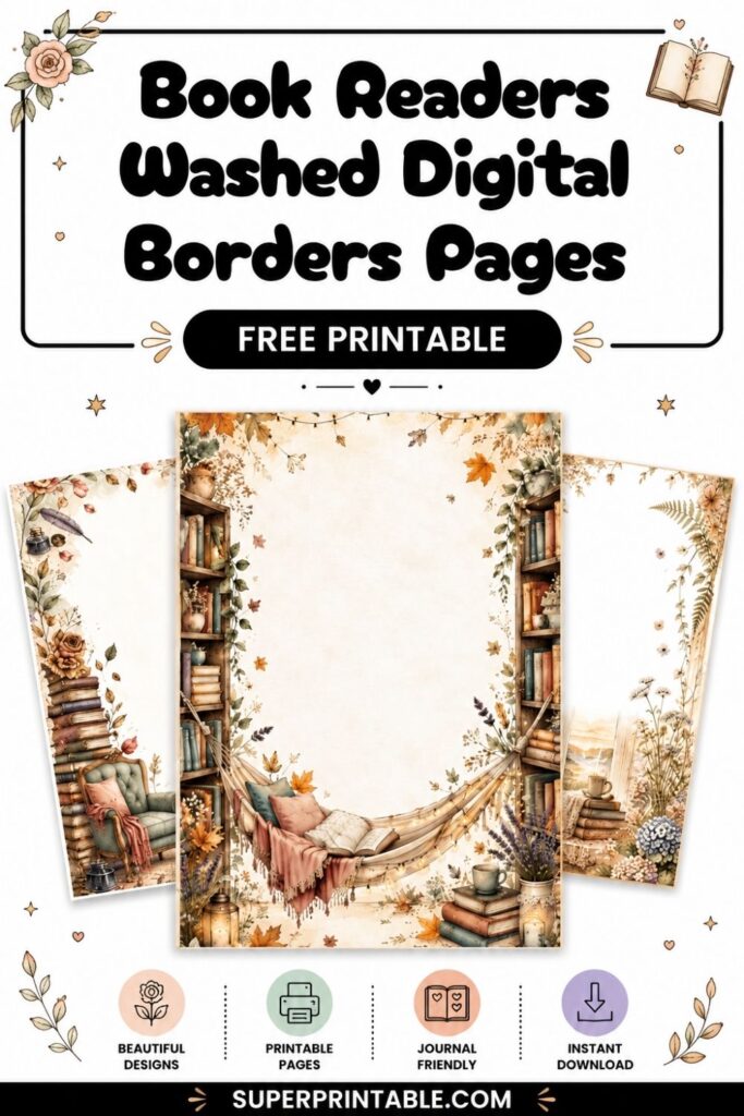 20+ Book Readers Washed Digital Borders Pages (Free PDF)