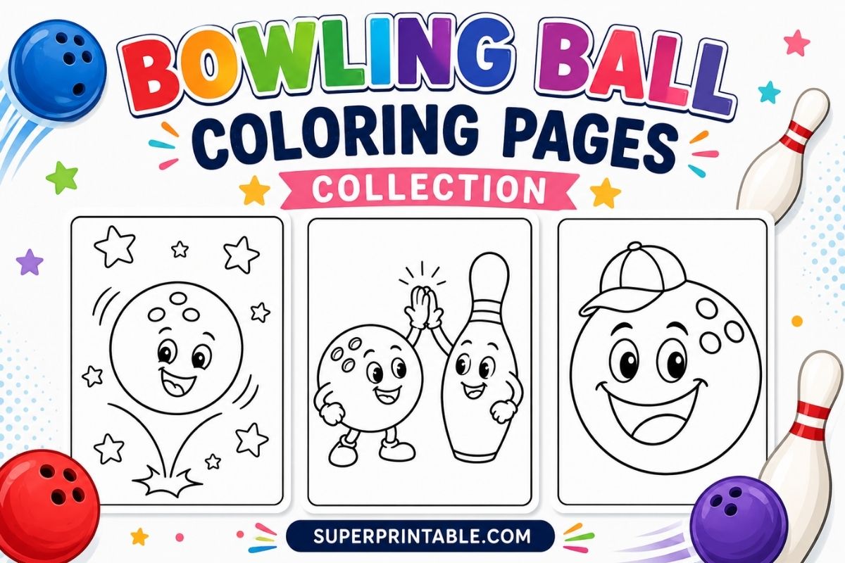 20 Bowling Ball Coloring Pages (Free PDF Printable)