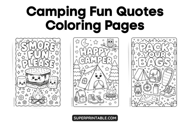 20 Camping Fun Quotes Coloring Pages (Free PDF Printable)