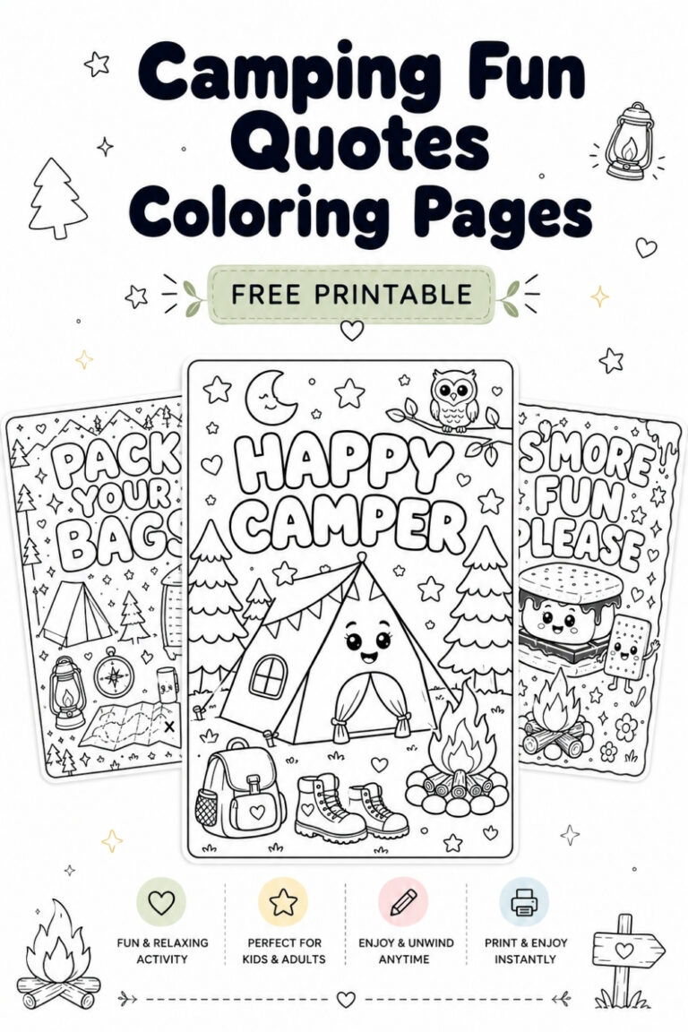 20 Camping Fun Quotes Coloring Pages (Free PDF Printable)