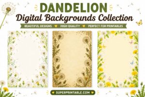 20 Dandellion Digital Backgrounds (Free PDF Printables)