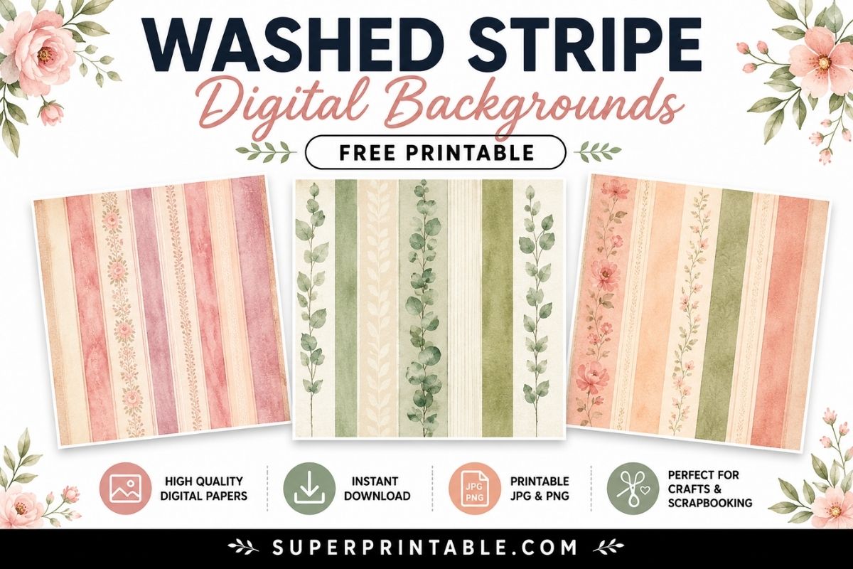 20 Washed Stripe Digital Backgrounds (Free PDF Printables)