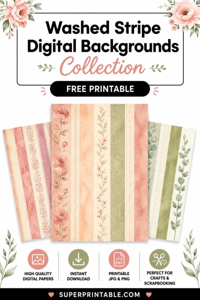20 Washed Stripe Digital Backgrounds (Free PDF Printables)