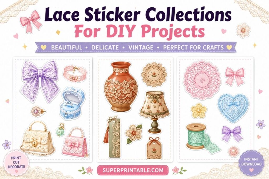 30 Lace Sticker Collections For DIY Projects (Free PDF Printables)