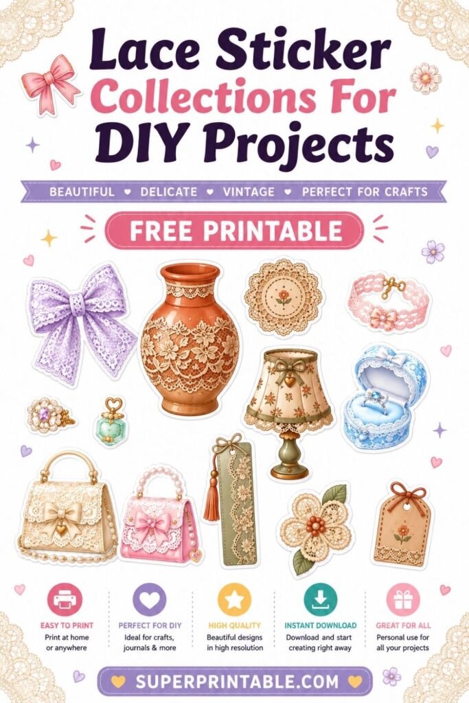 30 Lace Sticker Collections For DIY Projects (Free PDF Printables)