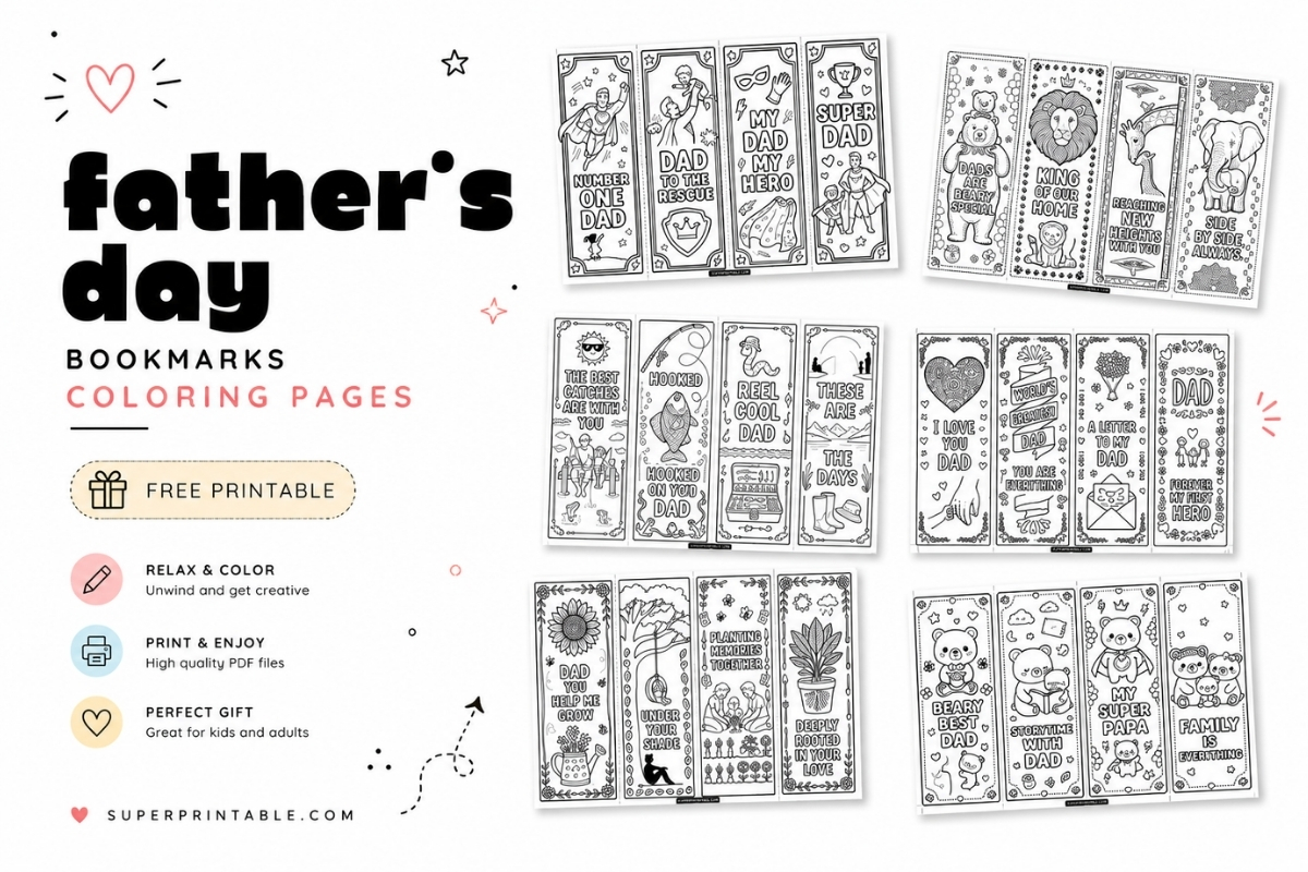 45+ Father's Day Bookmarks Coloring Pages (Free PDF Printables)