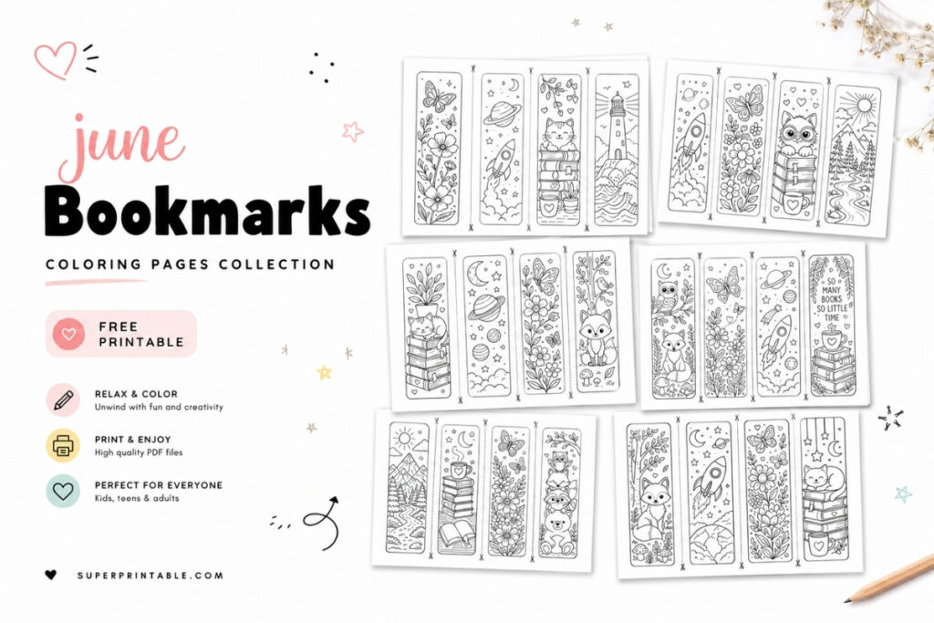45+ June Bookmarks Coloring Pages (Free PDF Printables)