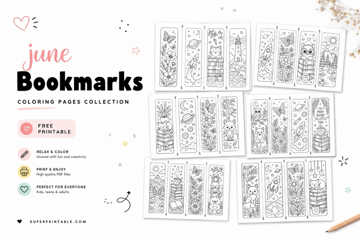 45+ June Bookmarks Coloring Pages (Free PDF Printables)