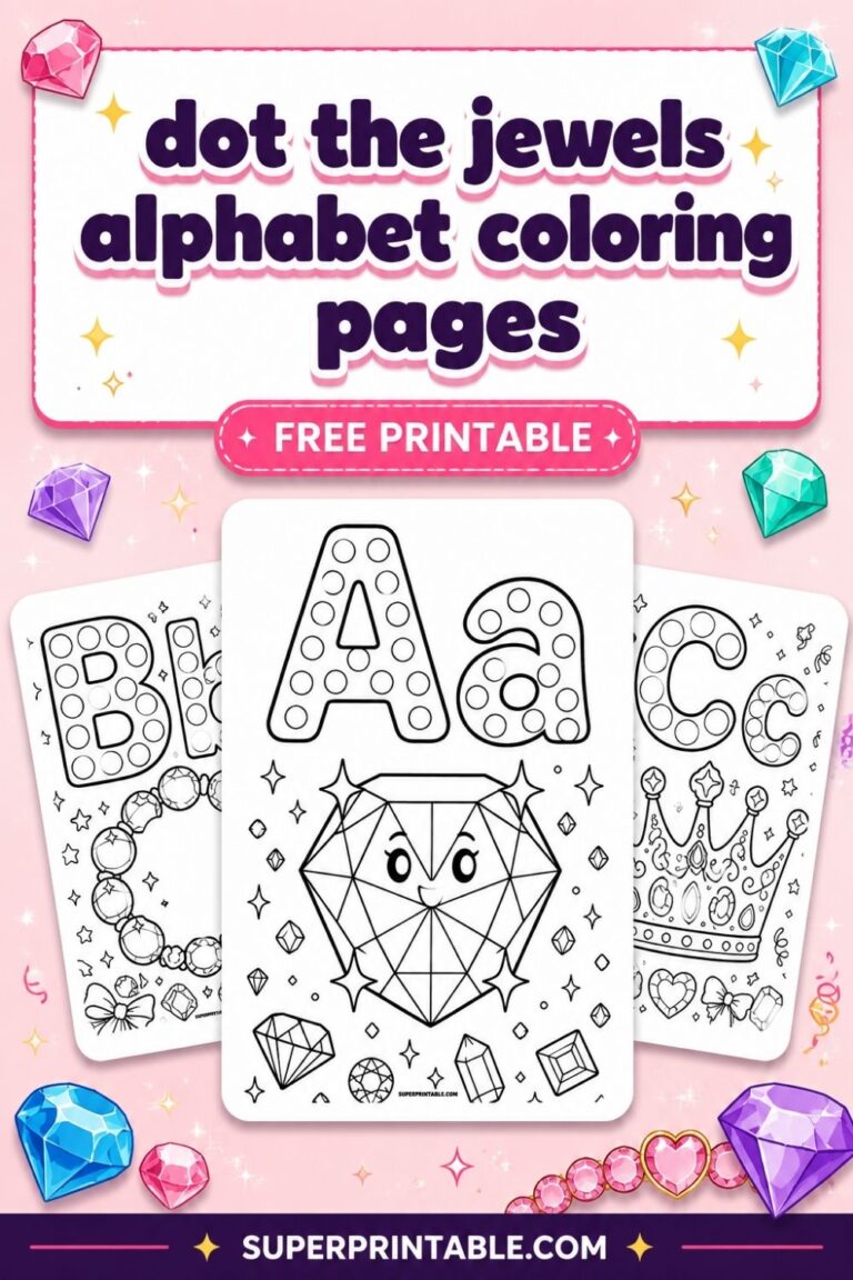 Dot The Jewels Alphabet Coloring Pages (Free PDF Printables)