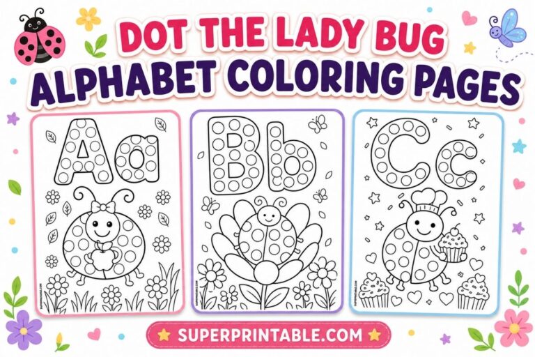 Dot The Lady Bug Alphabet Coloring Pages (Free PDF Printables)