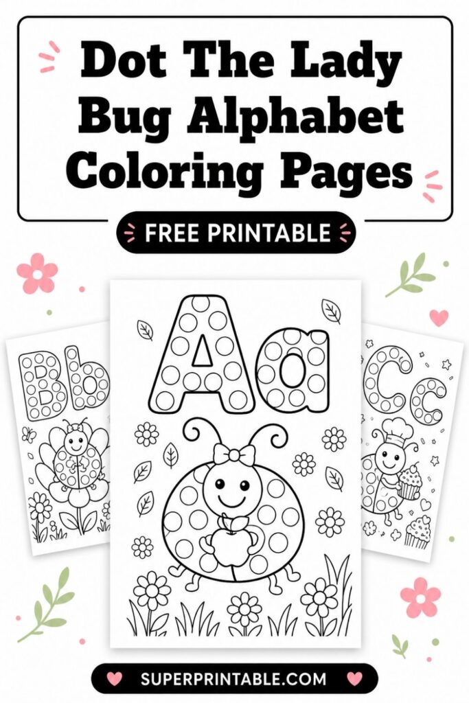 Dot The Lady Bug Alphabet Coloring Pages (Free PDF Printables)