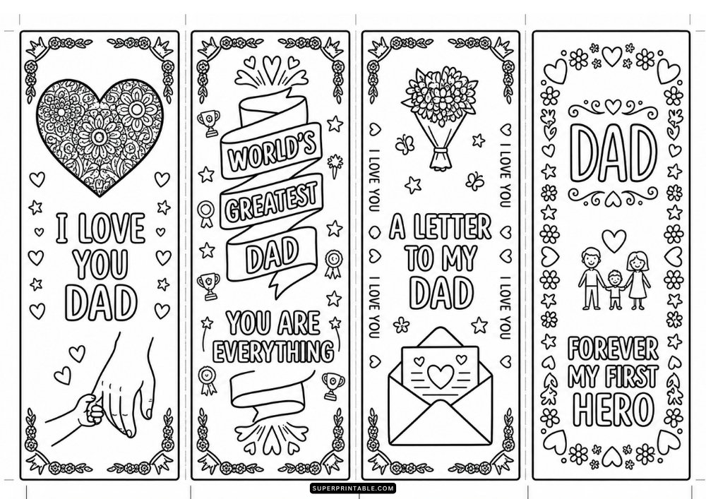 45+ Father's Day Bookmarks Coloring Pages (Free PDF Printables)