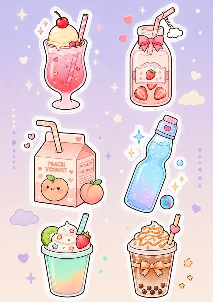 70+ K-POP Themed Beverages Sticker Pack (Free PDF Printable)
