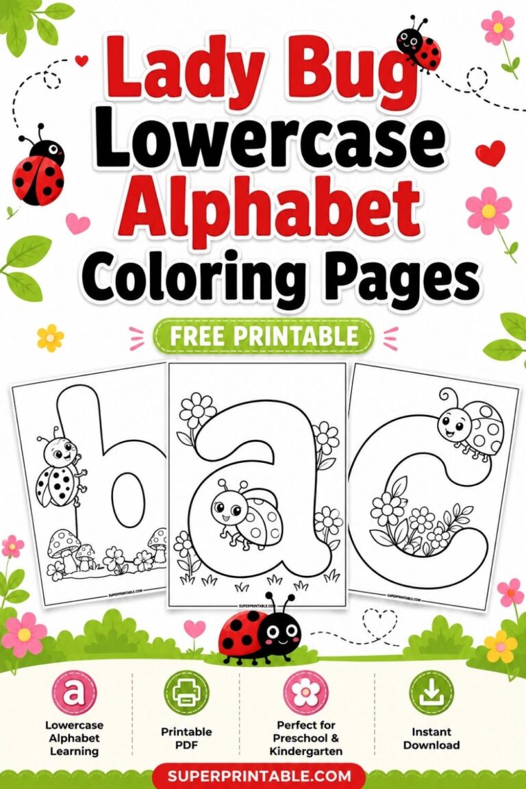 Lady Bug Lowercase Alphabet Coloring Pages (Free PDF)